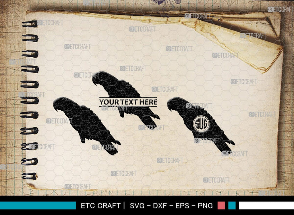 Parrot Bird Monogram, Parrot Bird Silhouette, Parrot Bird SVG, Parrot ...