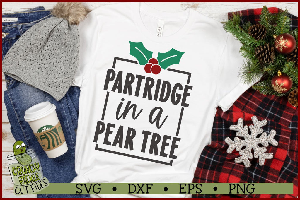 Partridge in a Pear Tree Christmas SVG File - So Fontsy