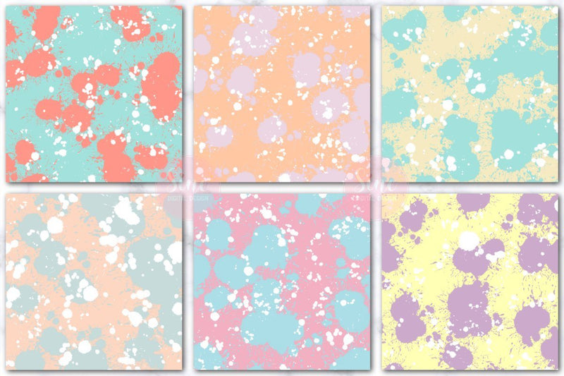 Pastel Splatter Digital Papers Backgrounds Set - So Fontsy
