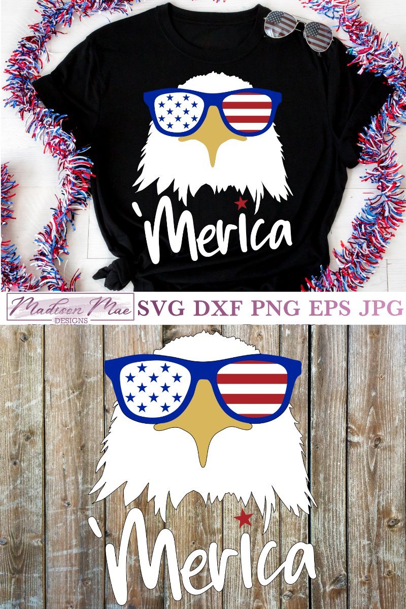 Patriotic Amercian Eagle, 'Merica, Fourth Of July SVG - So Fontsy