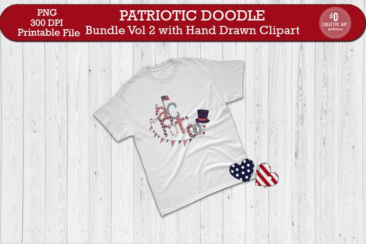 Patriotic Doodle Alpabhet Bundle, 4th of July Alphabet PNG - So Fontsy