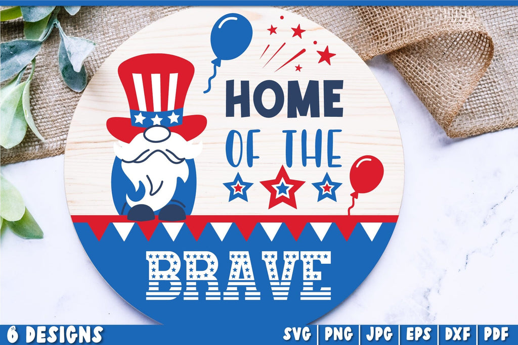 Patriotic Round Sign SVG Bundle | 4th of July Door Hanger - So Fontsy