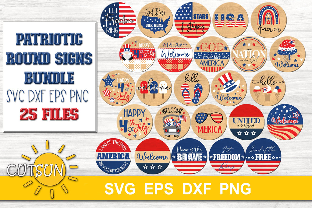 Patriotic Sign SVG bundle | Patriotic Round sign SVG bundle - So Fontsy