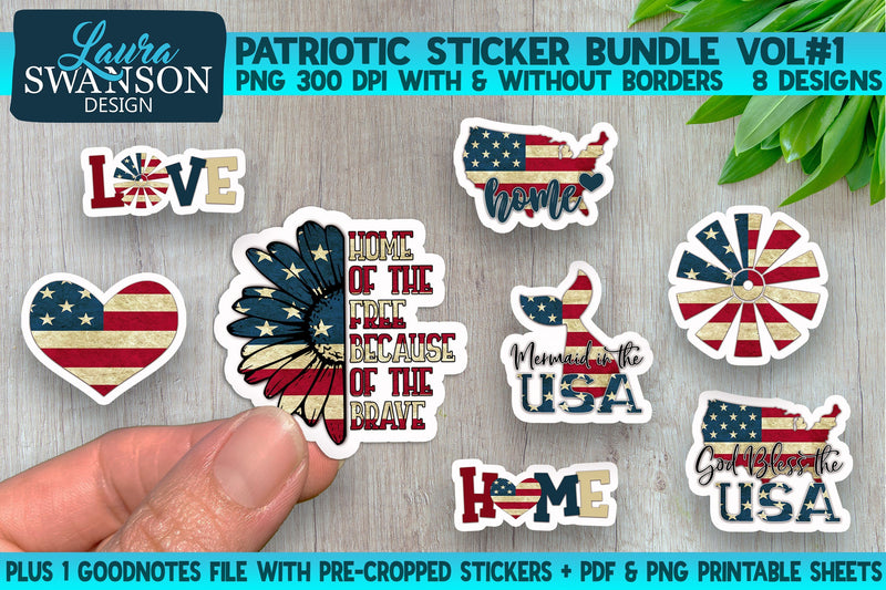 Patriotic Sticker Bundle Vol#1 | Digital & Print Sticker Set - So Fontsy