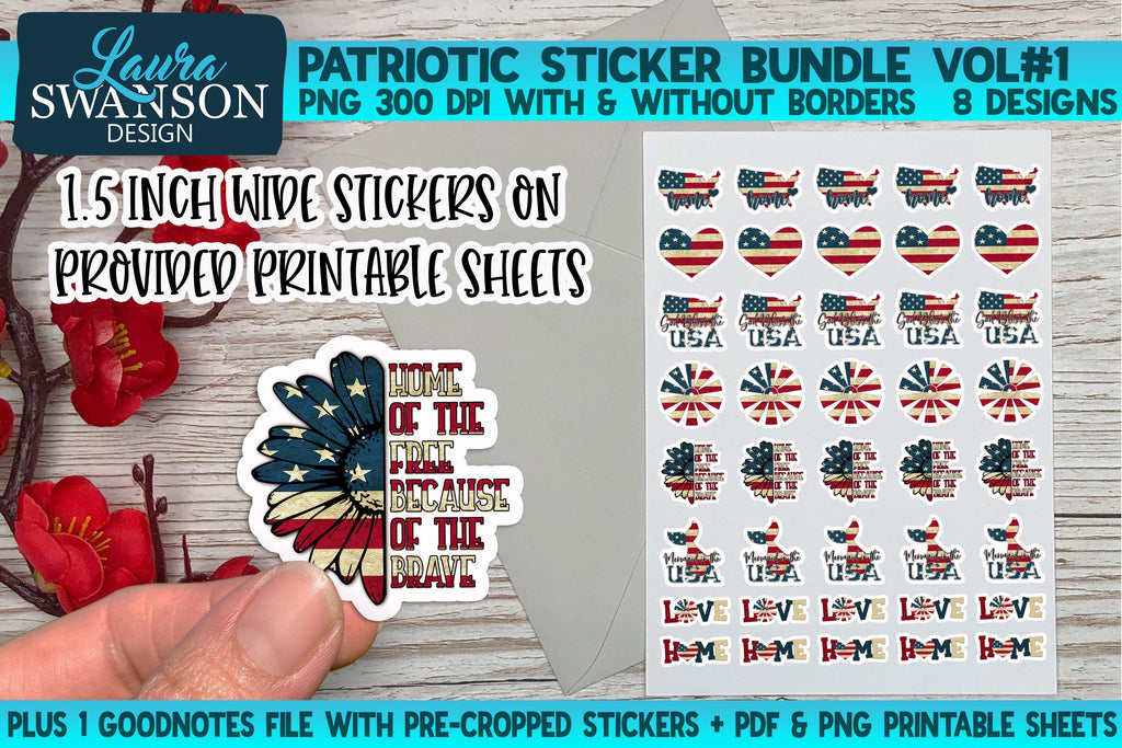 Patriotic Sticker Bundle Vol#1 | Digital & Print Sticker Set - So Fontsy