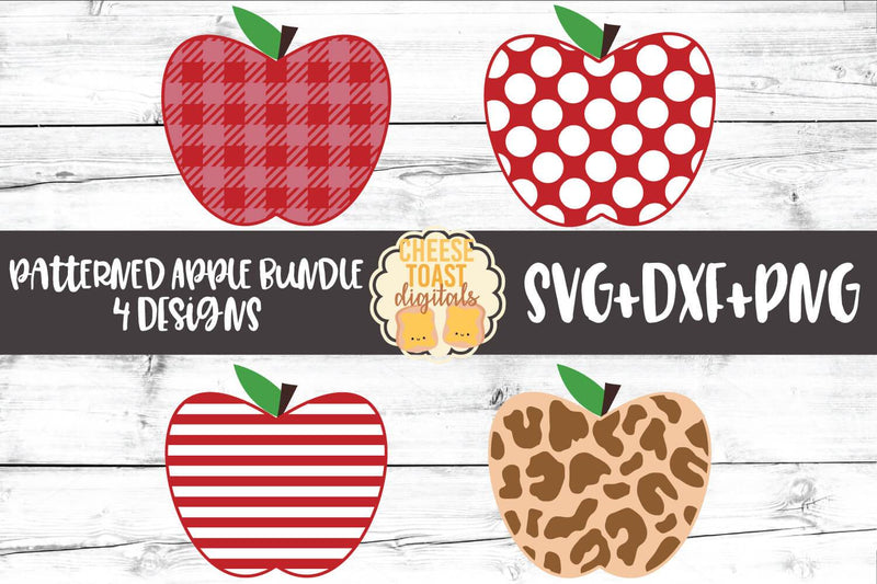Patterned Apple Bundle - School SVG PNG DXF Cut Files - So Fontsy