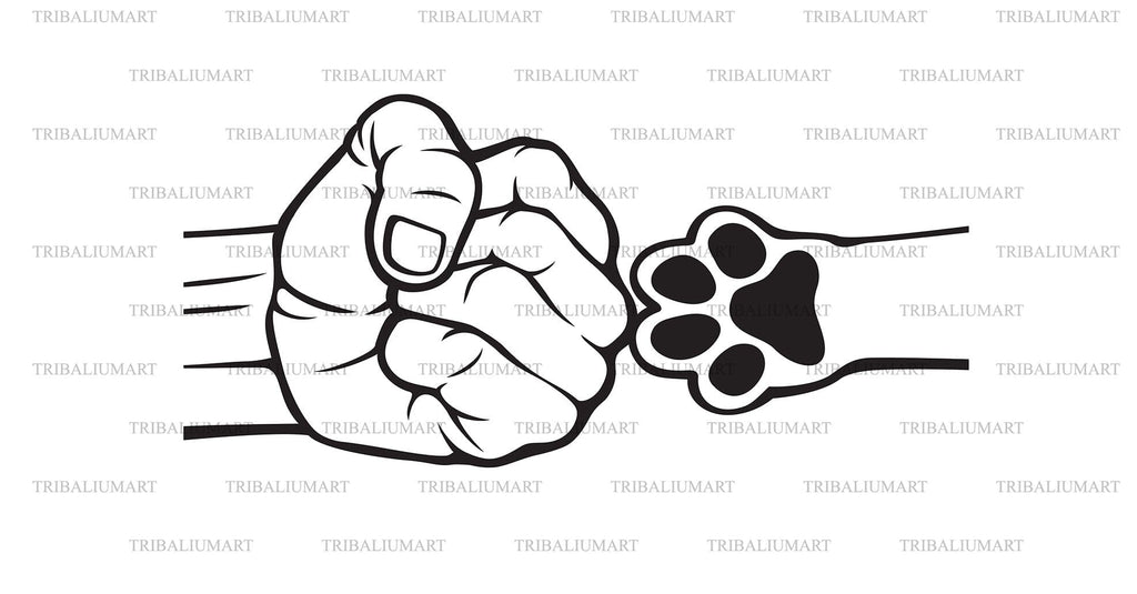 Paw Fist Bump. Cut files for Cricut. Clip Art silhouette (eps, svg, pdf ...