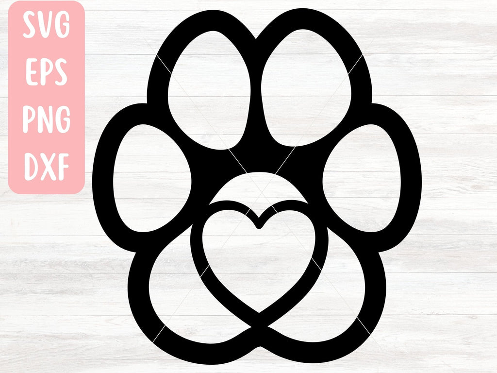 Paw Print Heart SVG File for Cricut or Silhouette, Animal Lover SVG ...