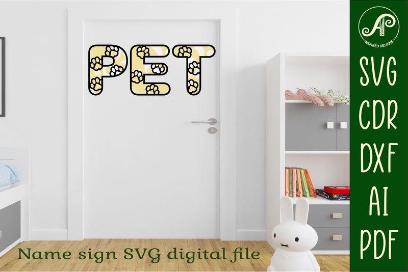 Paw print letters alphabet set. 26 layered letters. - So Fontsy