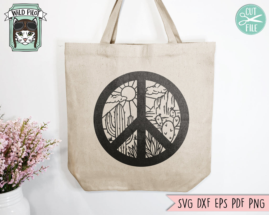 Peace Cactus SVG file, Cactus cut file, Desert Scene svg, Cactus Scene ...