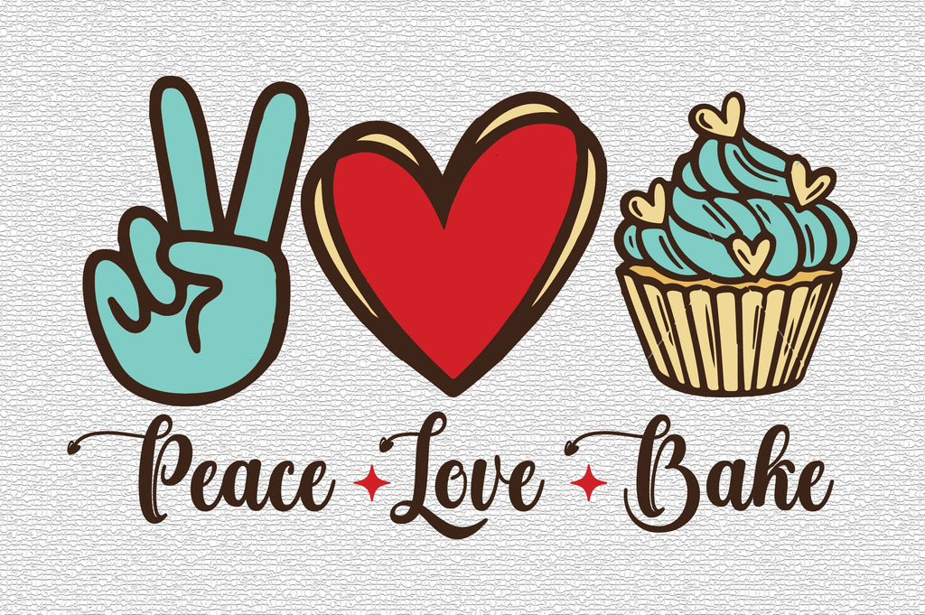 Peace Love Bake Retro Sublimation - So Fontsy