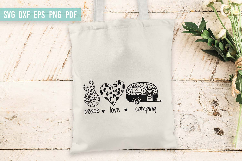 Peace Love Camping | Camper SVG | Leopard print - So Fontsy
