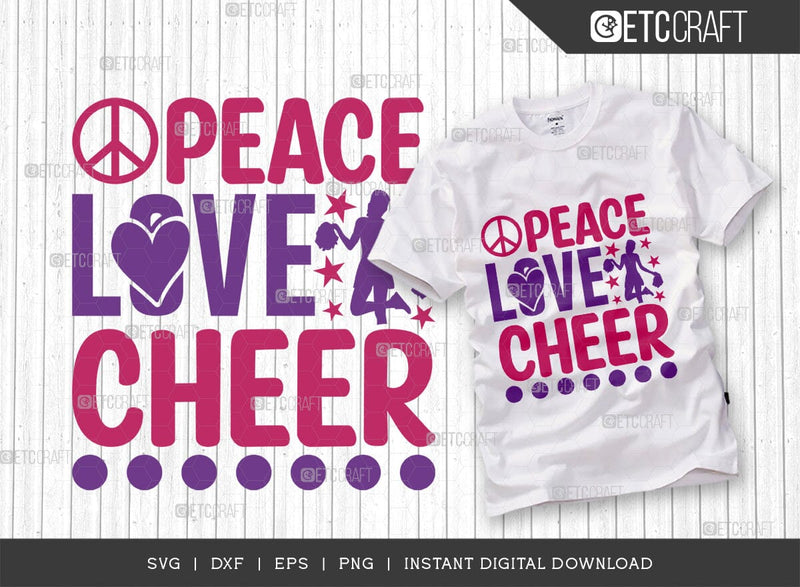 Peace Love Cheer SVG Cut File, Cheerleading Svg, Cheer Svg, Cheer Life ...