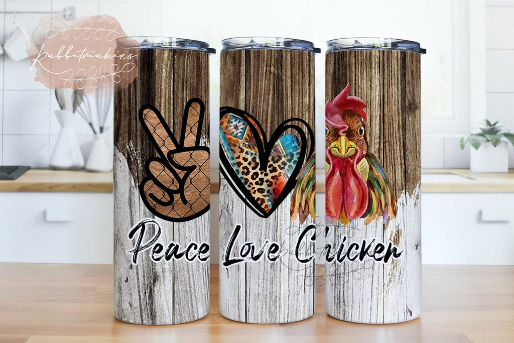 Peace Love Chicken Tumbler PNG Design Watercolor Farm Animal - So Fontsy