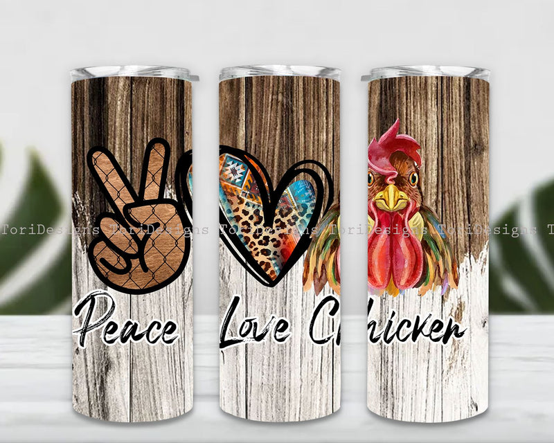 Peace Love Chicken Tumbler PNG - So Fontsy