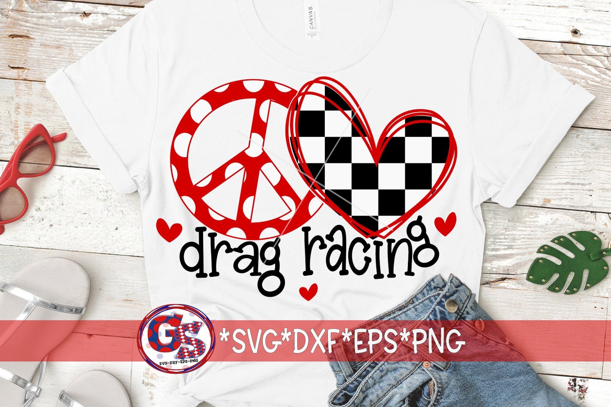Peace Love Drag Racing SVG DXF EPS PNG - So Fontsy