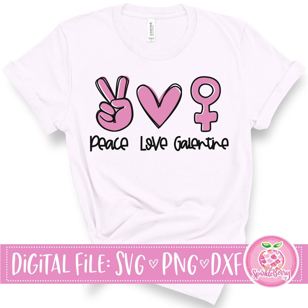 Peace Love Galentine | SVG Cut fie | Patterned PNG for Print - So Fontsy