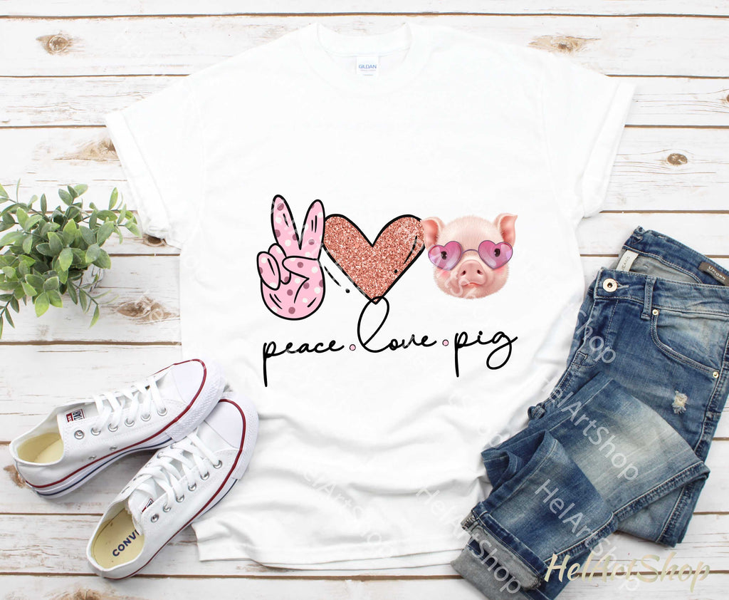 Peace Love Pig PNG, Sublimation PNG, Pig Lover PNG - So Fontsy