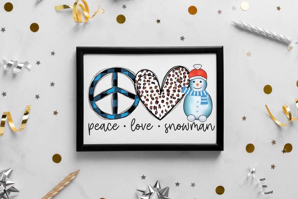 Peace Love Snowman PNG Christmas Sublimation - So Fontsy