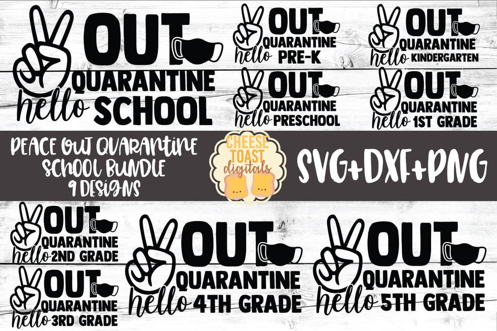 Peace Out Quarantine Hello School Bundle | Mask SVG - So Fontsy