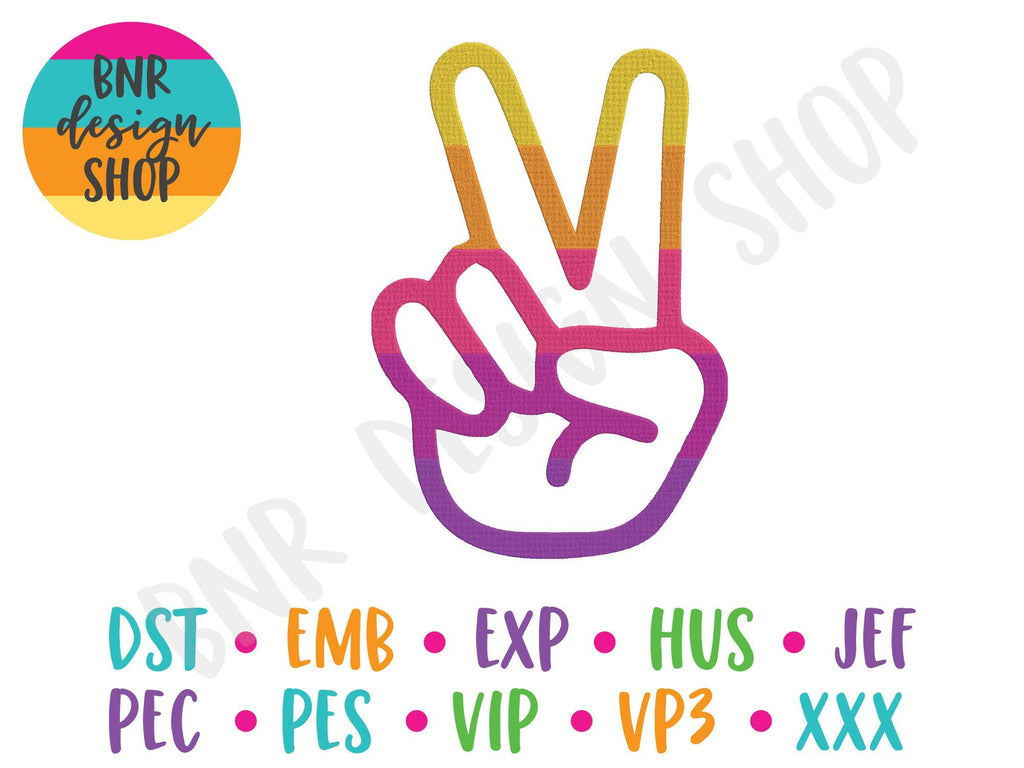 Peace Sign Machine Embroidery Design - So Fontsy