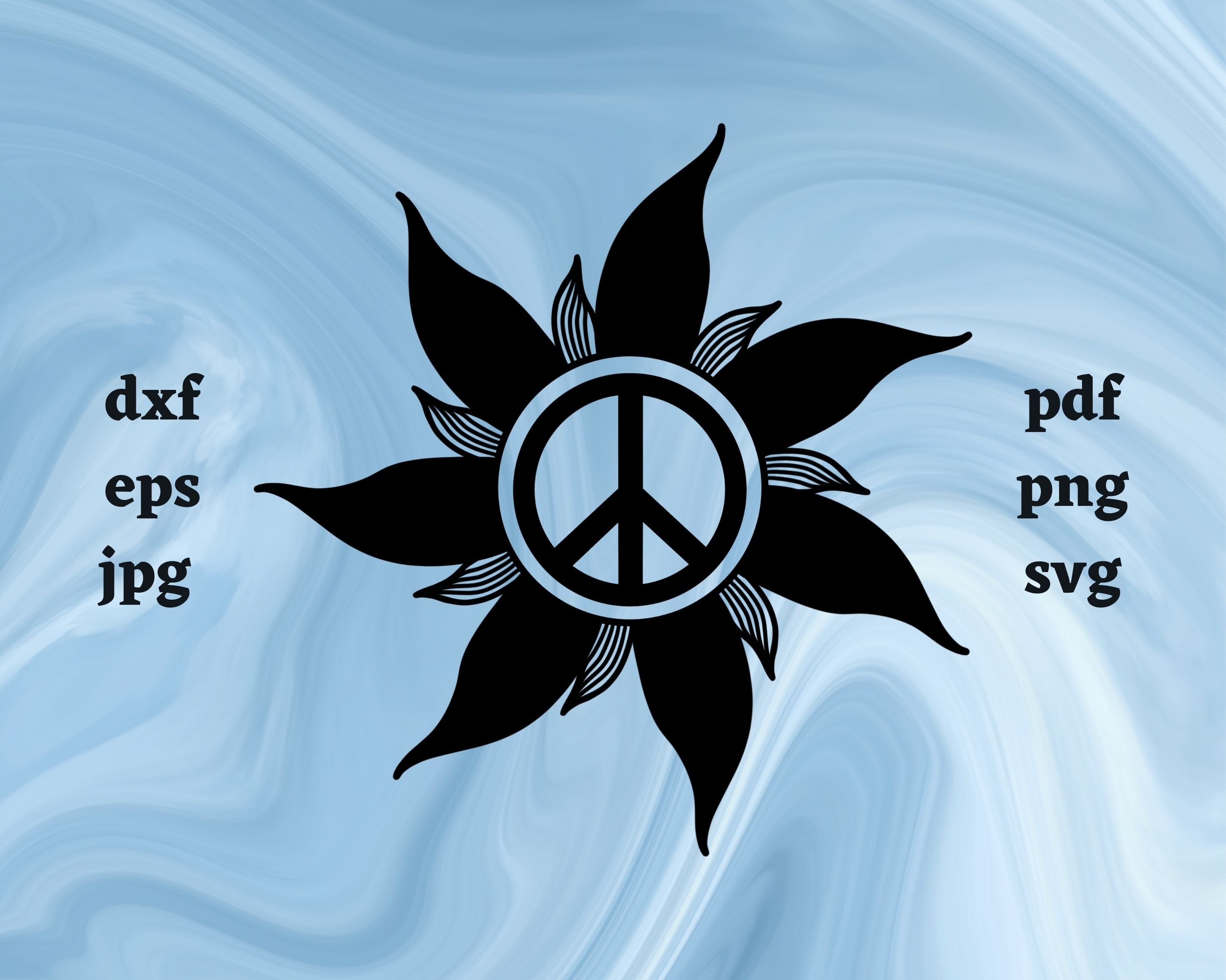 Peace Sign Sun SVG Cut File - So Fontsy
