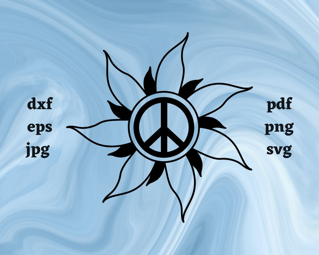 Peace Sign Sun SVG Cut File - So Fontsy