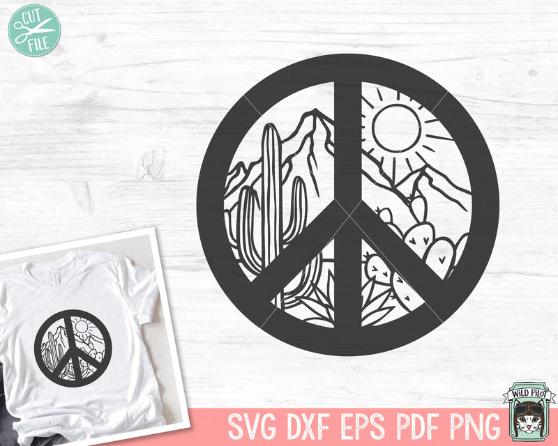 Peace Sign SVG, Cactus SVG, Desert Scene SVG, Cactus Scene svg ...