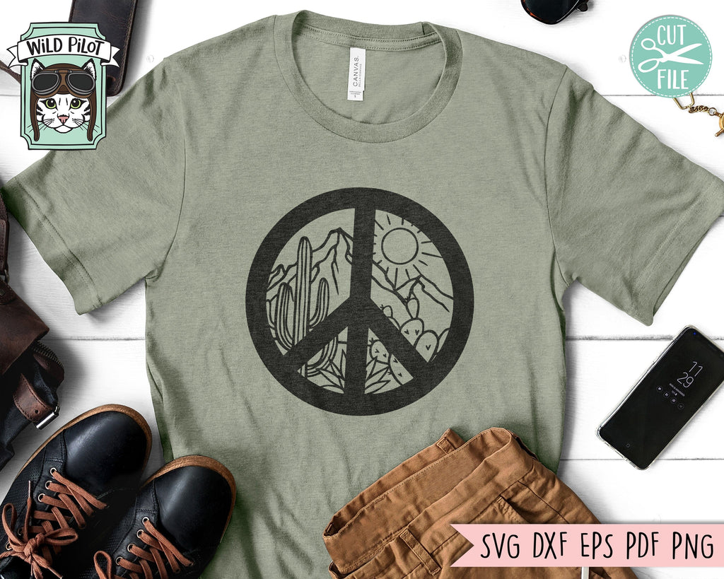 Peace Sign SVG, Cactus SVG, Desert Scene SVG, Cactus Scene svg ...