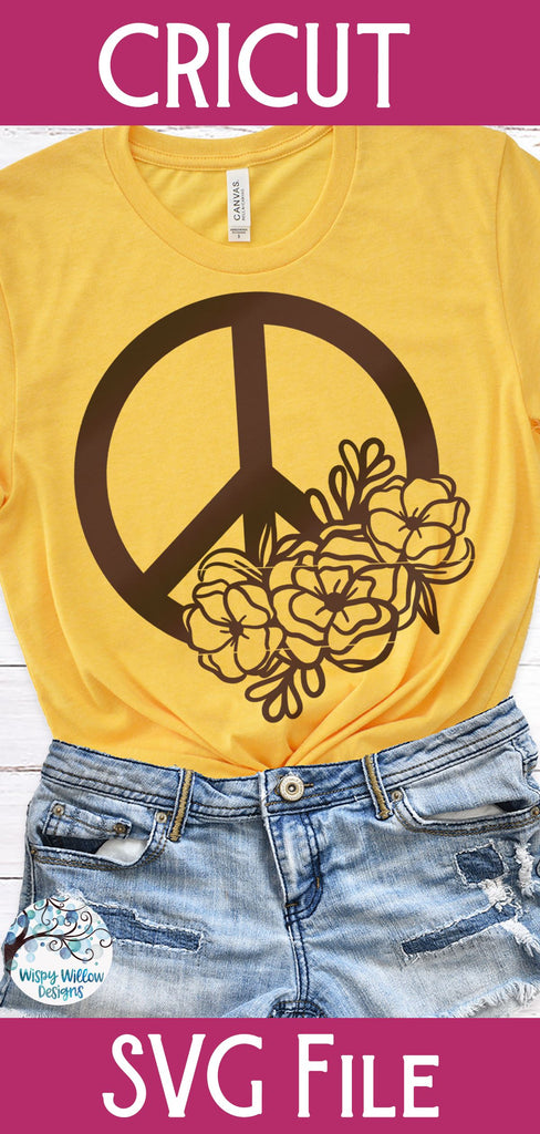 Peace Sign with Flowers SVG - So Fontsy