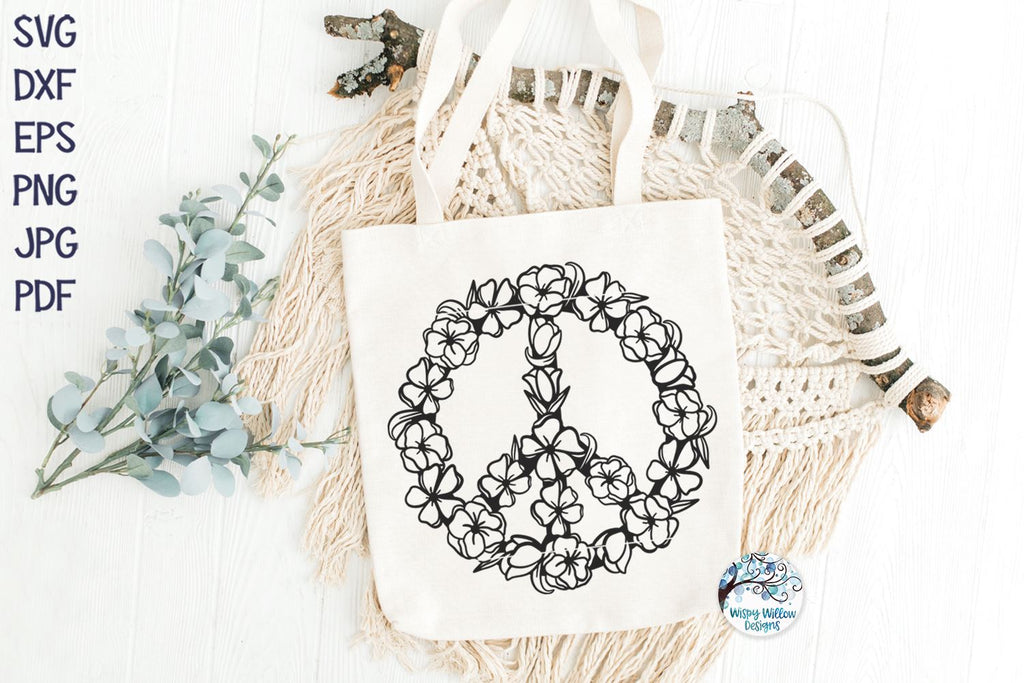Peace Sign with Flowers SVG - So Fontsy