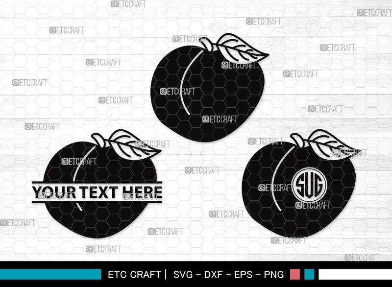 Peach Fruit Monogram SVG Cut File | Peach Svg | Fruit Svg | Peach Slice ...