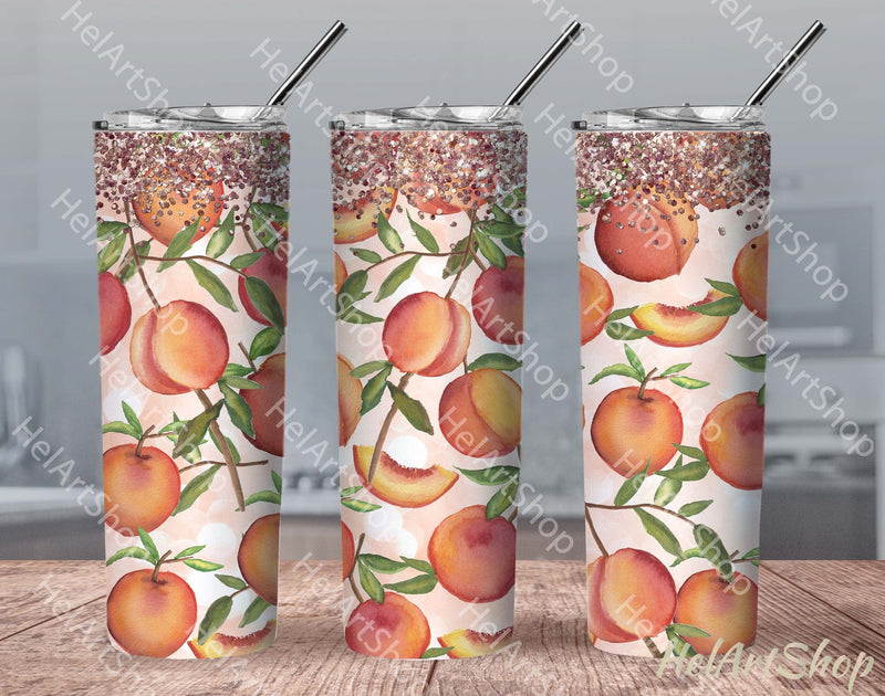 Peach SKINNY TUMBLER Png, Sublimation Png - So Fontsy