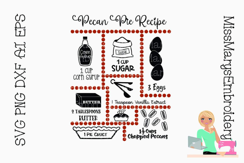 Pecan Pie Recipe SVG | Pecan Pie SVG | Recipe SVG | Cut File - So Fontsy