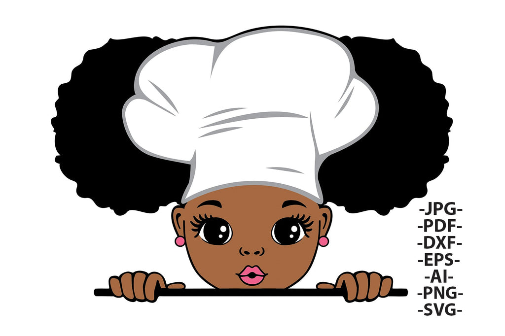 Peekaboo Girl Svg, Girl Cooker Hat, Kitchen Black Girl Svg, Cooking Svg ...