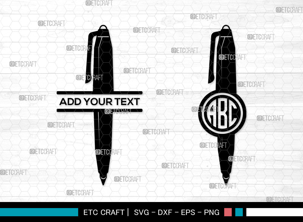Pen Monogram SVG, Split Monogram SVG, Fountain Pen Svg, Pen Icon Svg ...