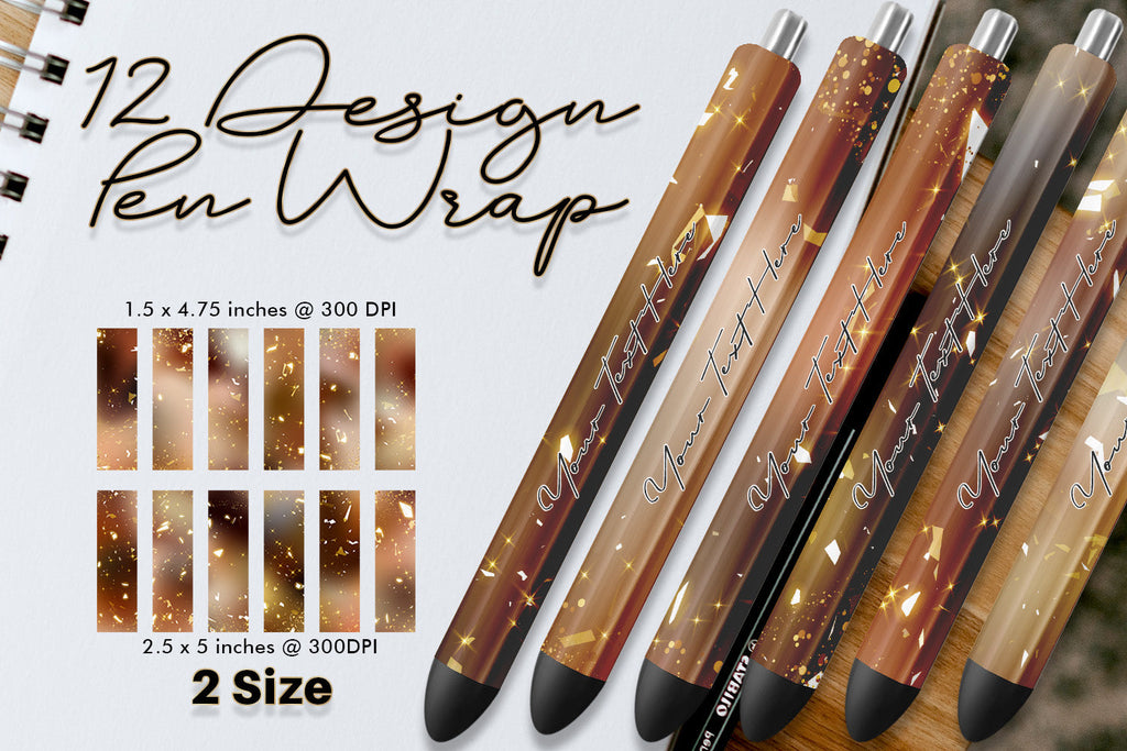 Pen Wraps Sublimation brown color gradient sparkle background - So Fontsy