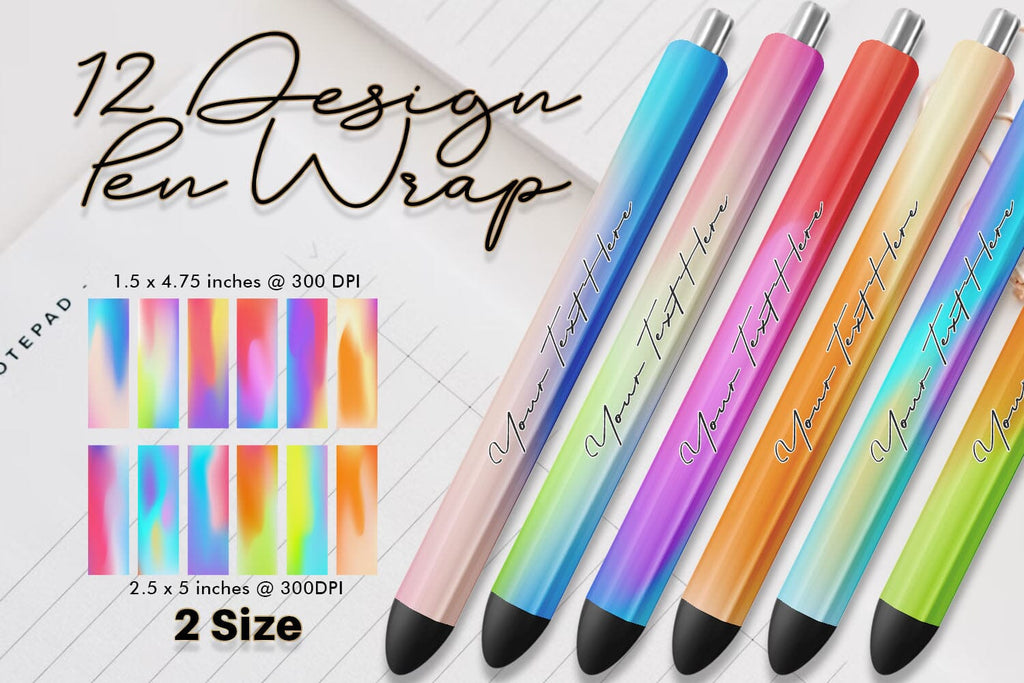 Pen Wraps Sublimation design gradient bright color background - So Fontsy