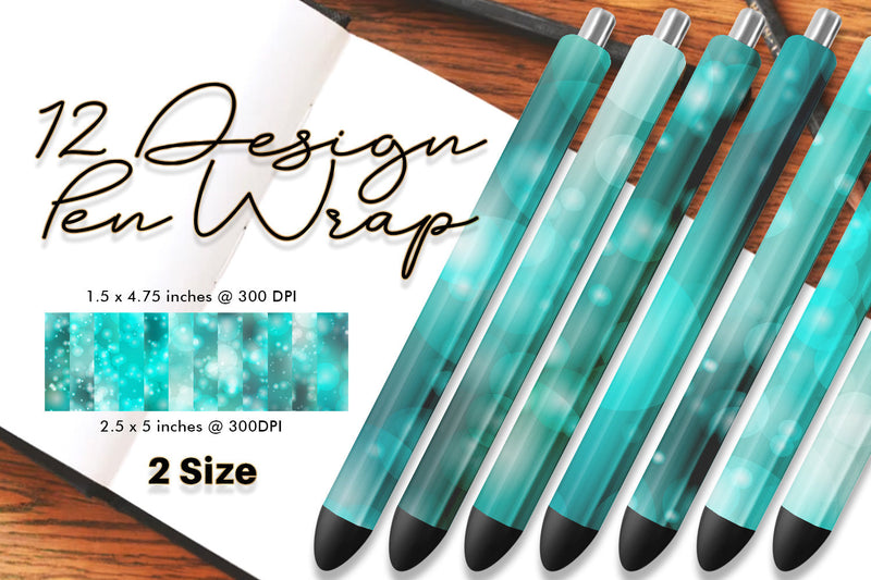 Pen Wraps Sublimation turquoise color bokeh texture background - So Fontsy