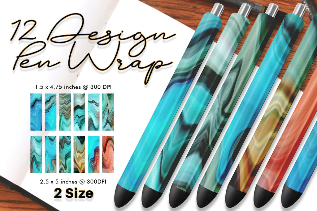 Pen Wraps Sublimation wave texture blue color background - So Fontsy