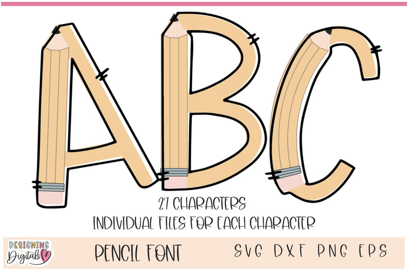 Pencil SVG Font, Doodle Font SVG, Pencil Doodle Letters, Teacher SVG ...