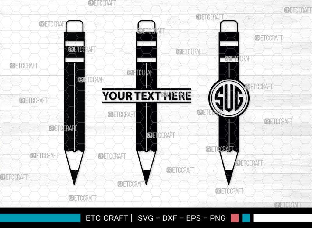 Pencil Monogram, Pencil Silhouette, Pencil SVG, Student Svg, School ...