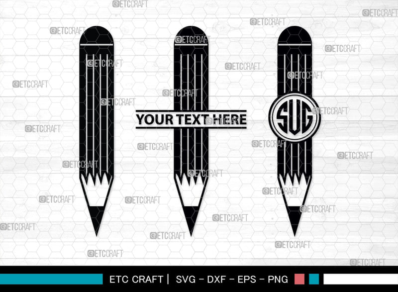 Pencil Monogram, Pencil Silhouette, Pencil SVG, Student Svg, School Pe ...