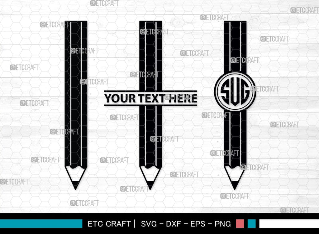 Pencil Monogram, Pencil Silhouette, Pencil SVG, Student Svg, School ...