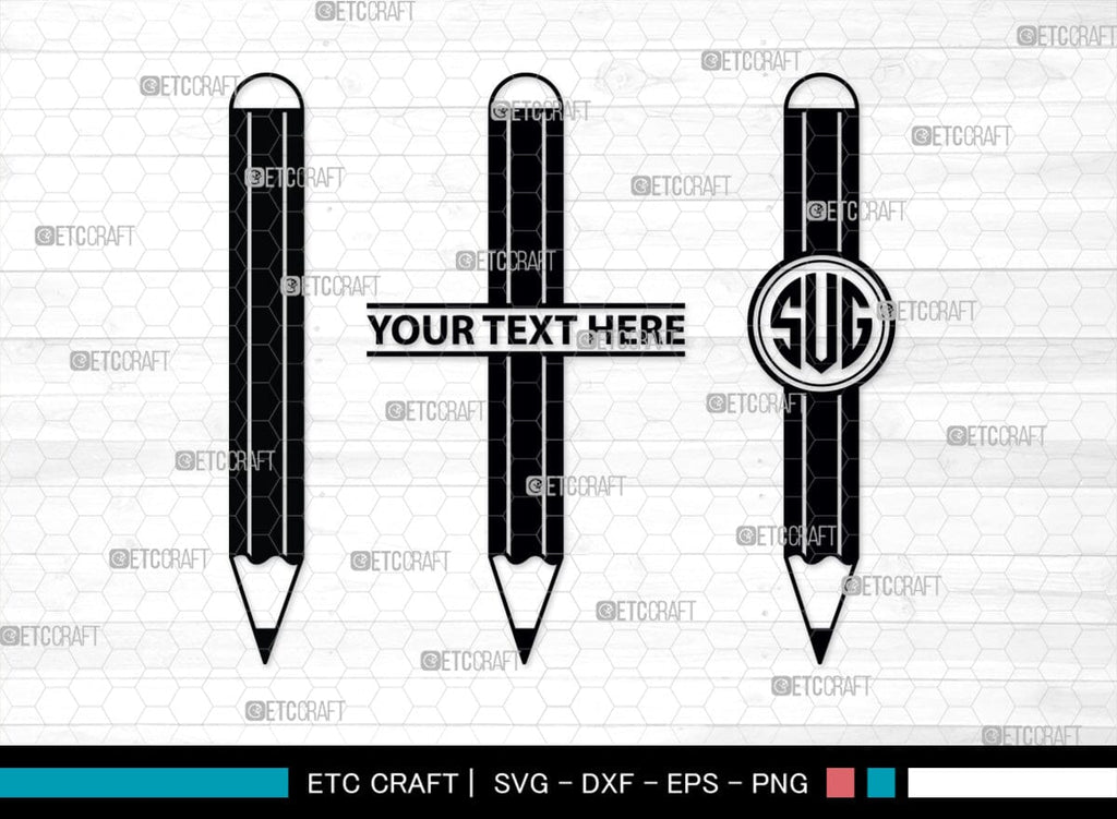 Pencil Monogram, Pencil Silhouette, Pencil SVG, Student Svg, School ...