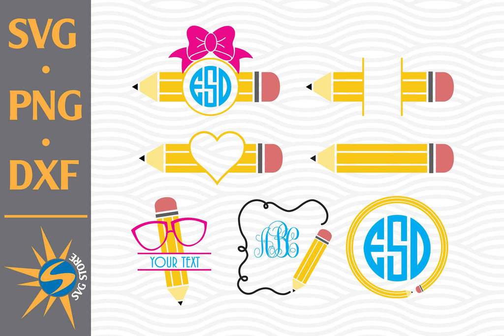 Pencil Monogram SVG, PNG, DXF Digital Files Include - So Fontsy
