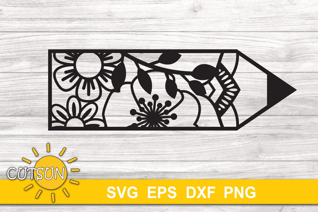 Pencil with flowers SVG | Floral pencil SVG | Back to school - So Fontsy