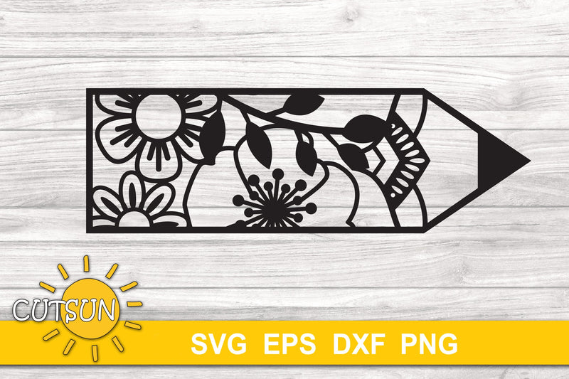Pencil with flowers SVG | Floral pencil SVG | Back to school - So Fontsy