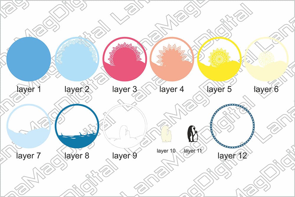 Penguin mandala svg Layered penguin family Layered mandala - So Fontsy