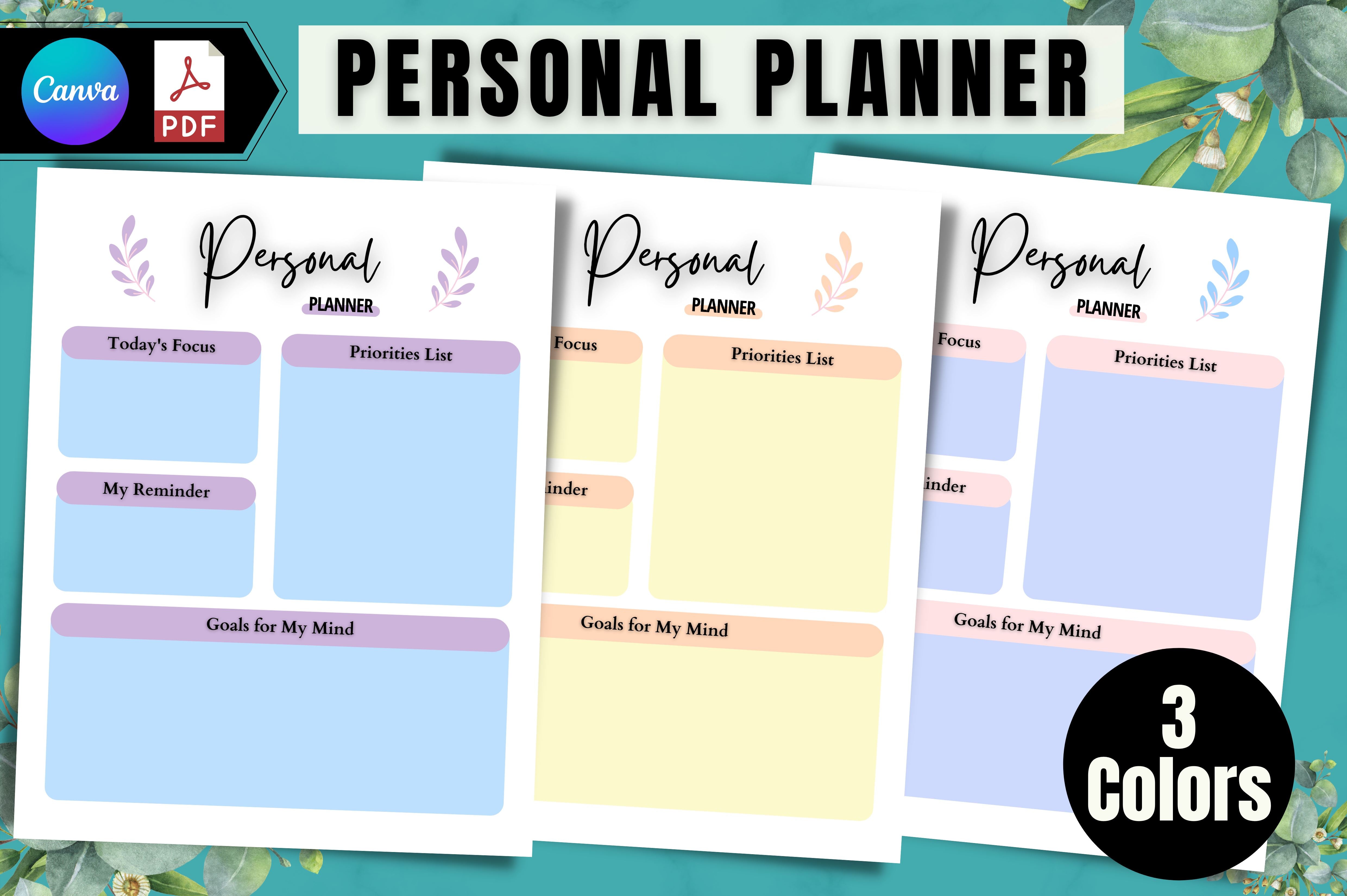 Personal Planner Page Canva Template - So Fontsy